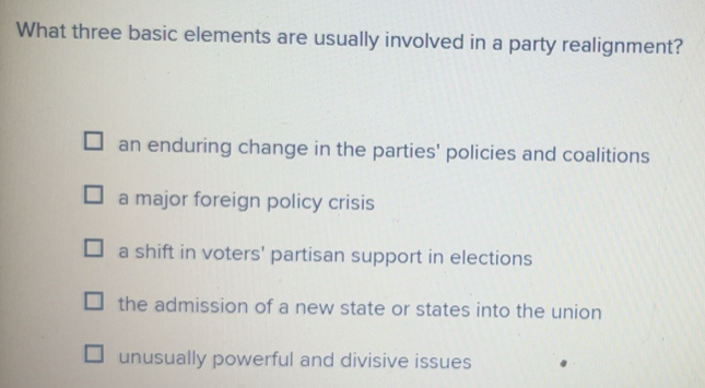 Solved: What three basic elements are usually involved in a party ...