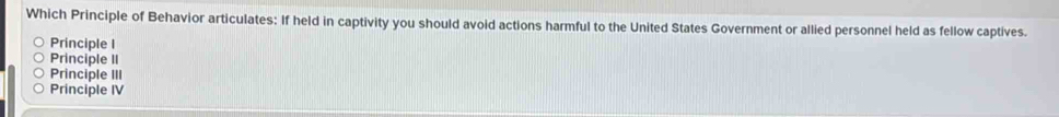 Solved: Which Principle of Behavior articulates: If held in captivity ...