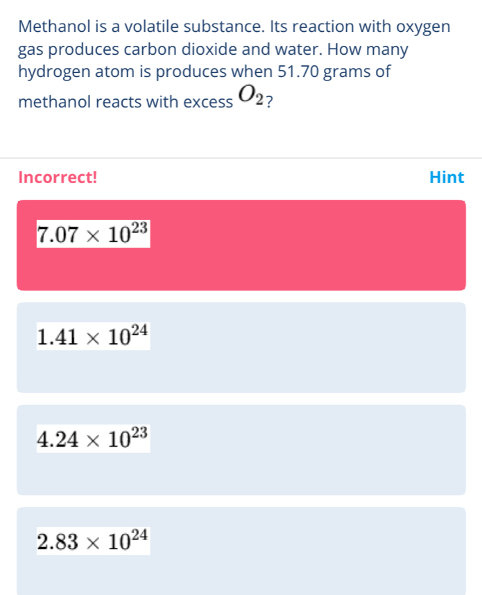Solved: Methanol is a volatile substance. Its reaction with oxygen gas ...