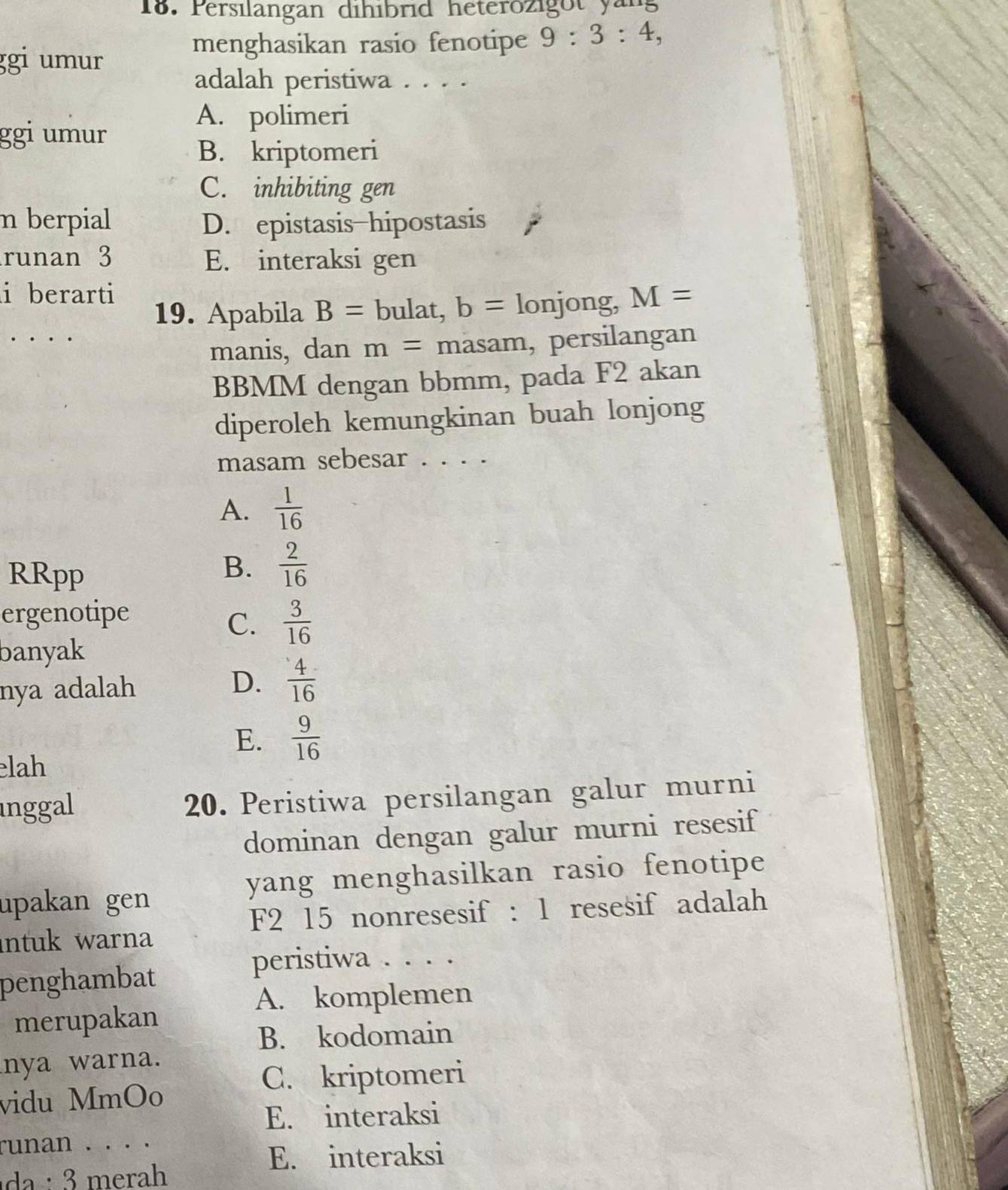 Telah dijawab:Persilangan dihıbrid heterözigot yang ggi umur ...