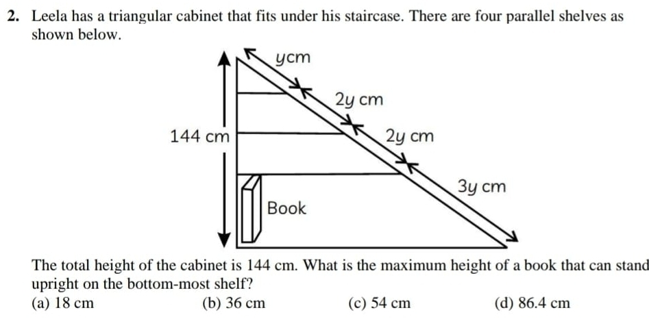 Solved: Leela has a triangular cabinet that fits under his staircase ...
