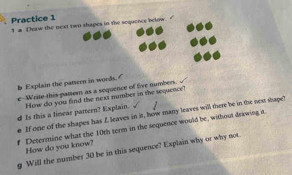 Solved: Practice 1 1 a Draw the next two shapes in the sequence below. b Explain the pattern in ...