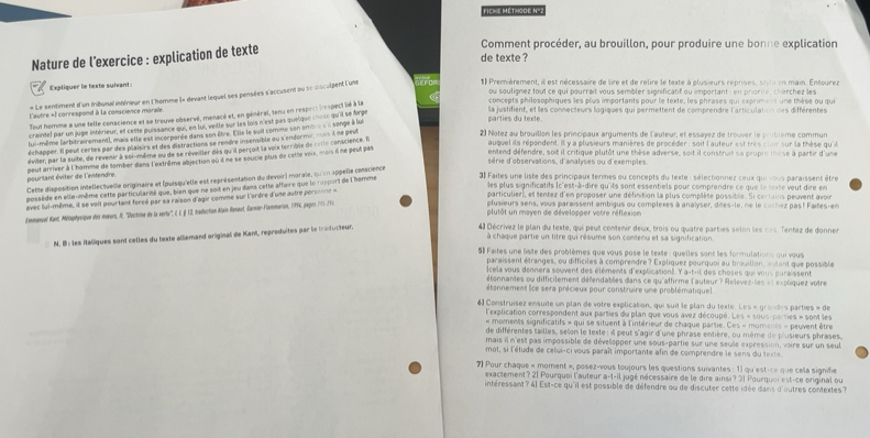 Résolu :FICHE MÉTHODE N°2 Nature de l’exercice : explication de texte ...