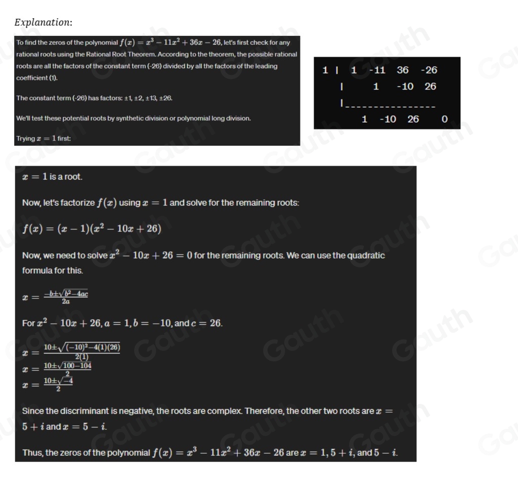 Solved: Find all zeros of the following polynomial. Be sure to find the ...