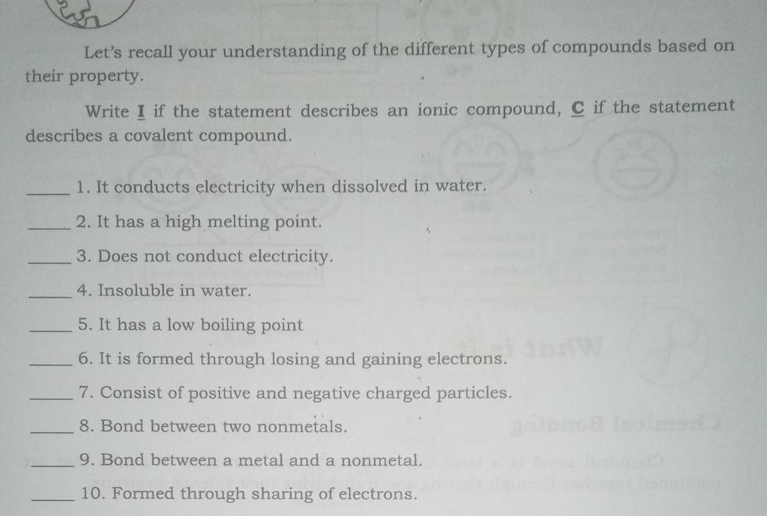 Solved: Let’s recall your understanding of the different types of ...