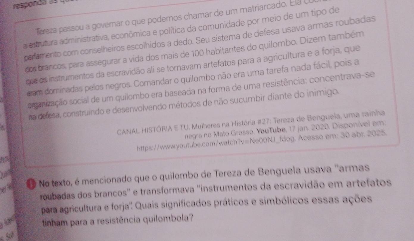 Resolvido:responda as q Tereza passou a governar o que podemos chamar ...