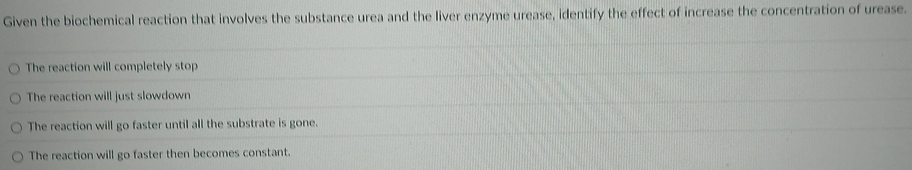 Solved: Given the biochemical reaction that involves the substance urea ...