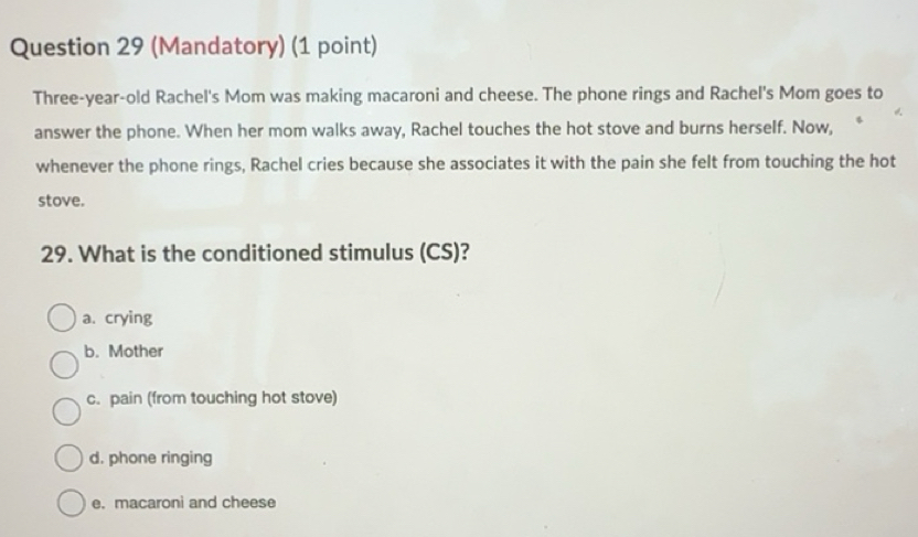 Solved: (Mandatory) (1 point) Three-year-old Rachel's Mom was making ...