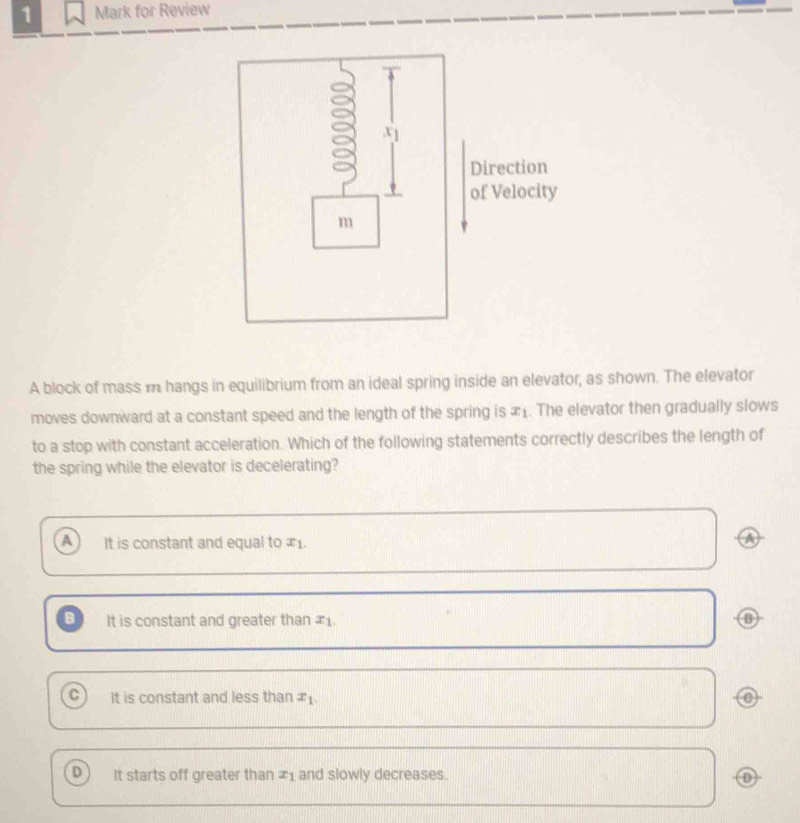 Solved: for Review A block of mass m hangs in equilibrium from an ideal ...