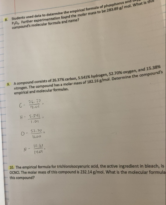 Solved: Students used data to determine the empirical formula of ...