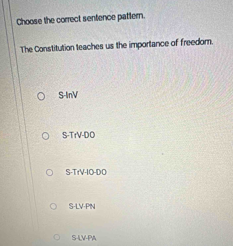 Solved: Choose the correct sentence pattern. The Constitution teaches ...