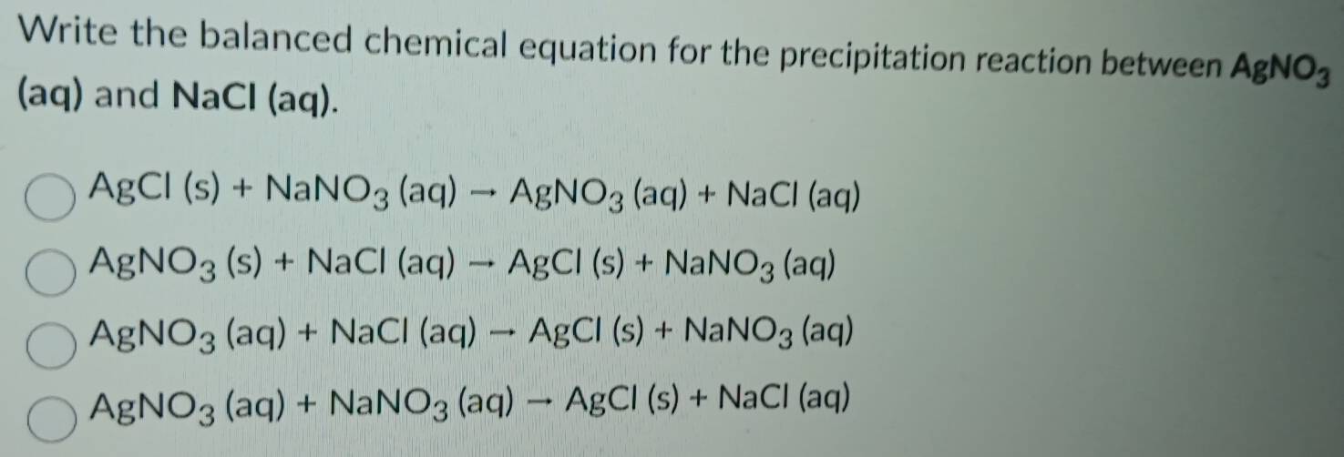 Solved: Write the balanced chemical equation for the precipitation ...