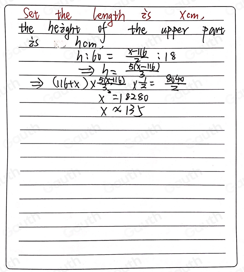 Solved: A trapezoid having an altitude of 60 cm and a bases of 116 cm ...