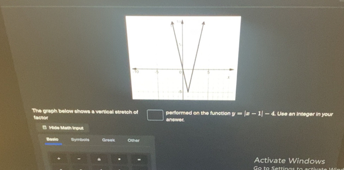 Solved: The graph below shows a vertical stretch of performed on the ...