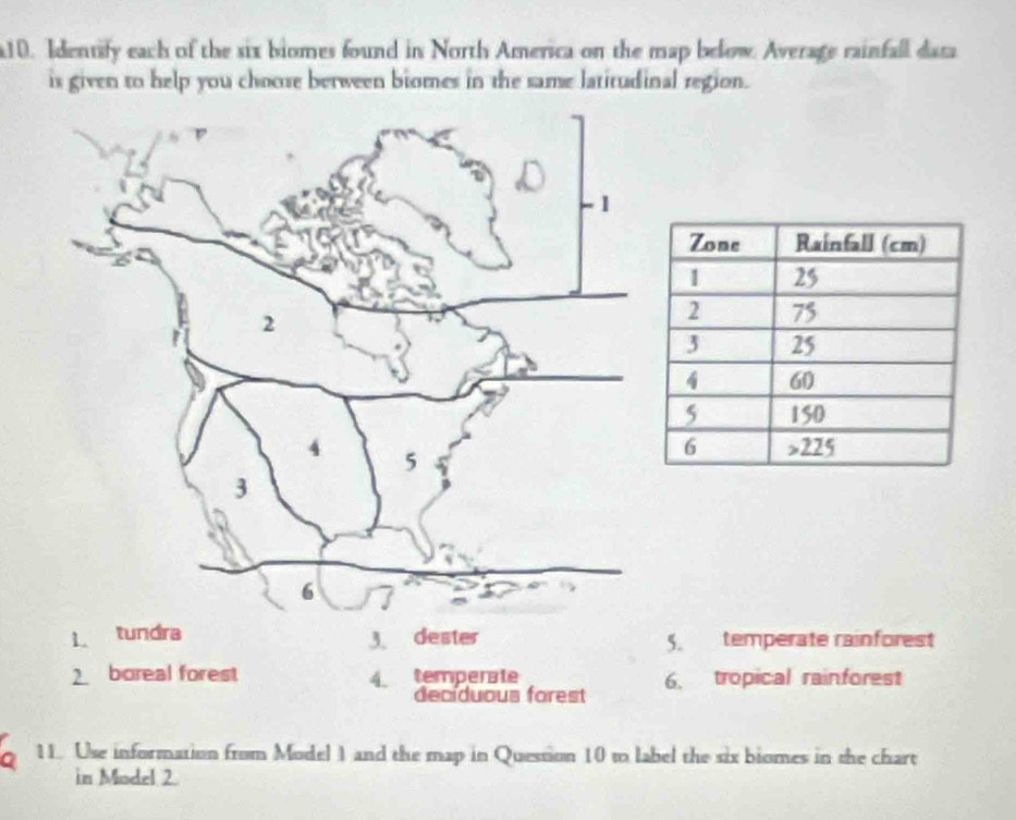 Solved: Identify each of the six biomes found in North America on the ...