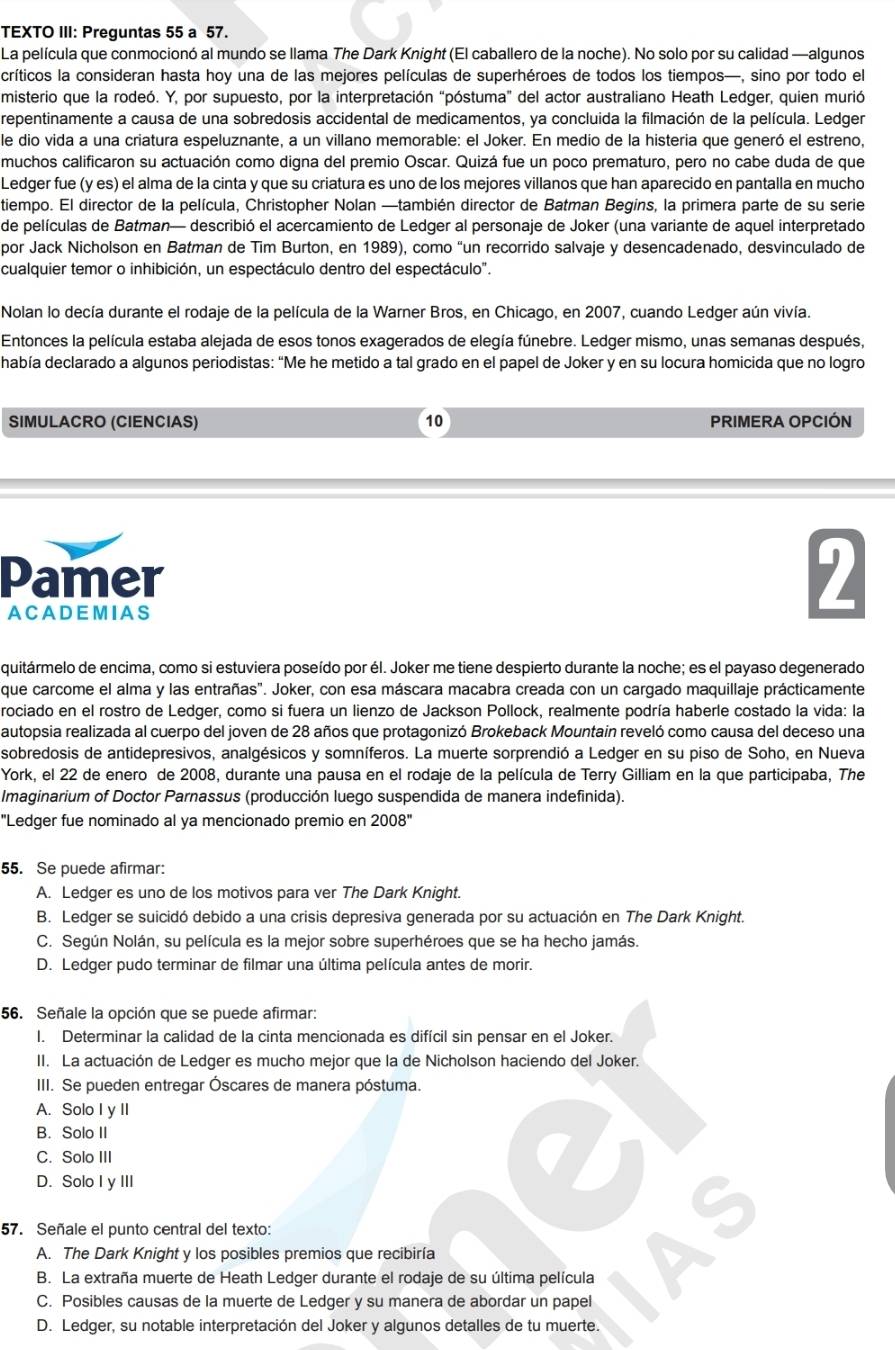 Resuelto:TEXTO III: Preguntas 55 a 57. La película que conmocionó al ...