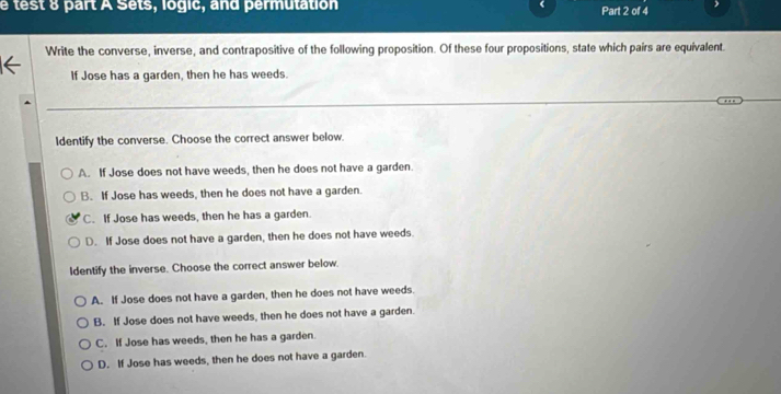 Solved: test 8 part A Sets, logic, and permutation Part 2 of 4 Write ...