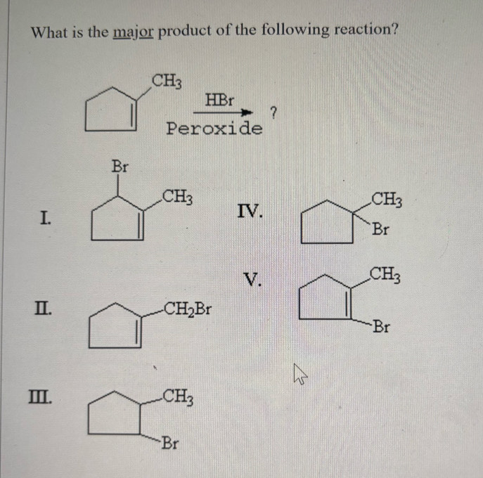 Solved: What is the major product of the following reaction? CH_3 HBr ...