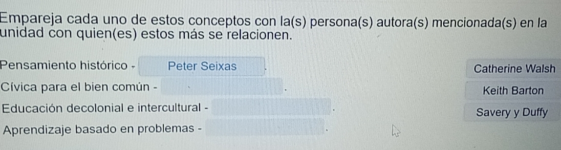 Resuelto:Empareja cada uno de estos conceptos con la(s) persona(s ...