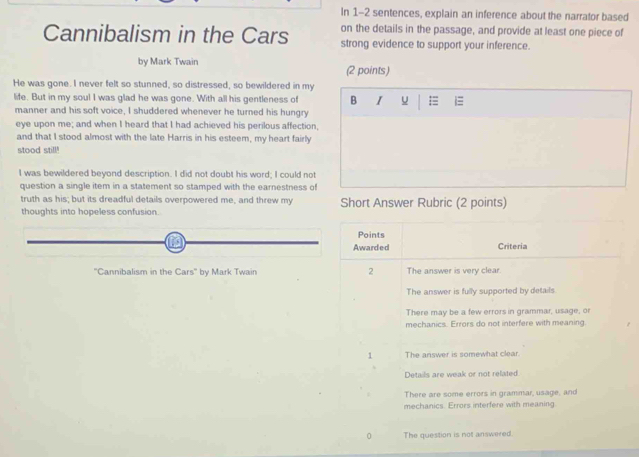 Solved: In 1-2 sentences, explain an inference about the narrator based ...