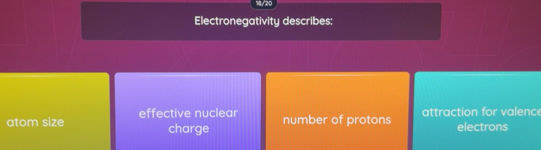 Solved: Electronegativity describes: effective nuclear atom size number ...