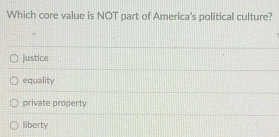 Solved: Which core value is NOT part of America’s political culture ...