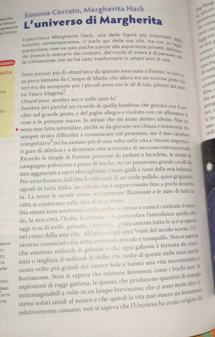 Risolto:Ascolta Simona Cerrato, Margherita Hack Big Bang, lo spazio ...