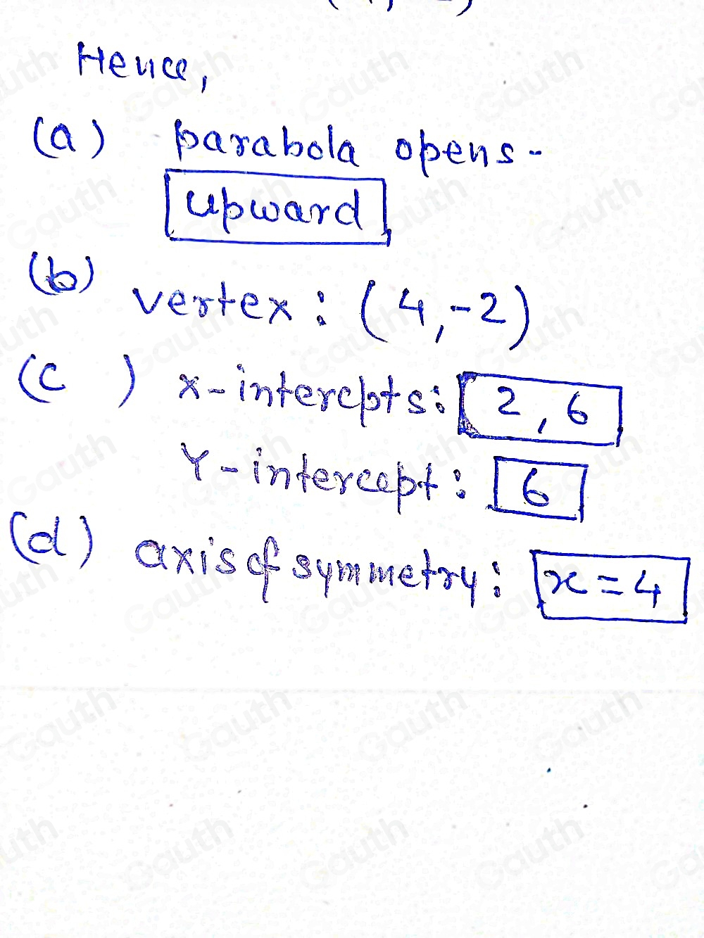 Solved: Use the graph of the parabola to fill in the table. (a) Does ...