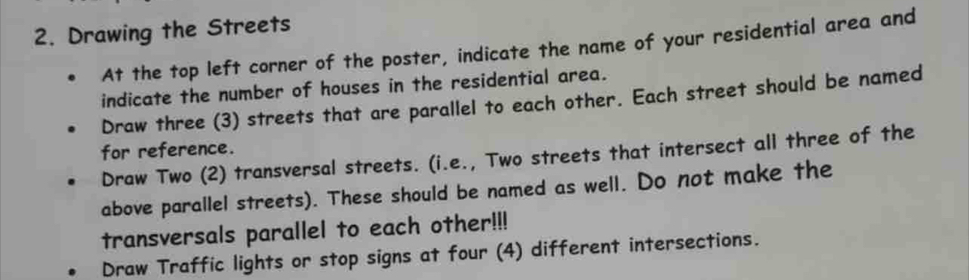 Solved: Drawing the Streets At the top left corner of the poster ...