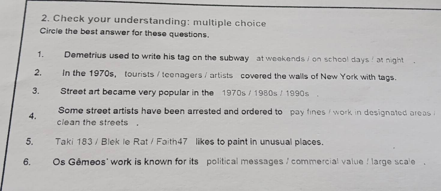 Gelöst:Check your understanding: multiple choice Circle the best answer ...