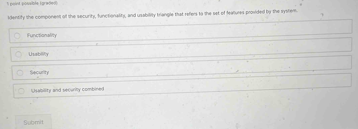 Solved: possible (graded) Identify the component of the security ...