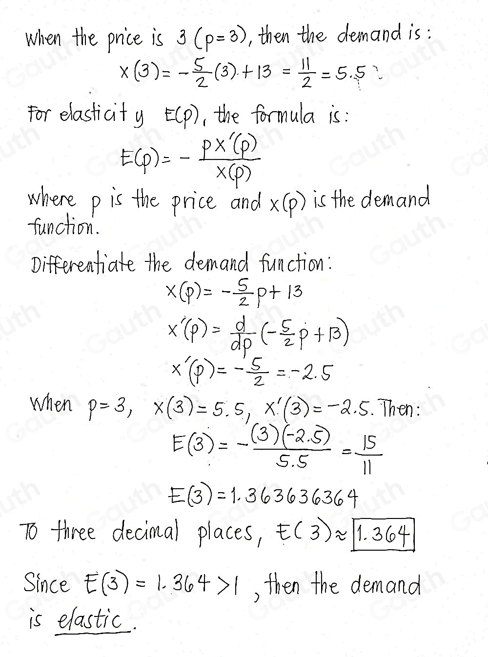 Solved: For the following demand equation compute the elasticity of ...