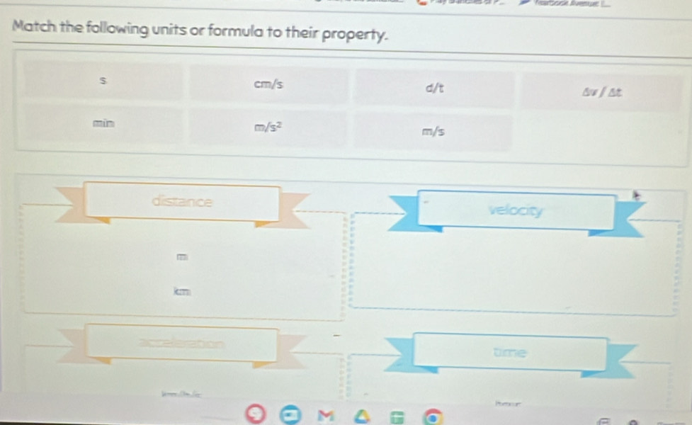 Solved: Match the following units or formula to their property. $ cm/s ...