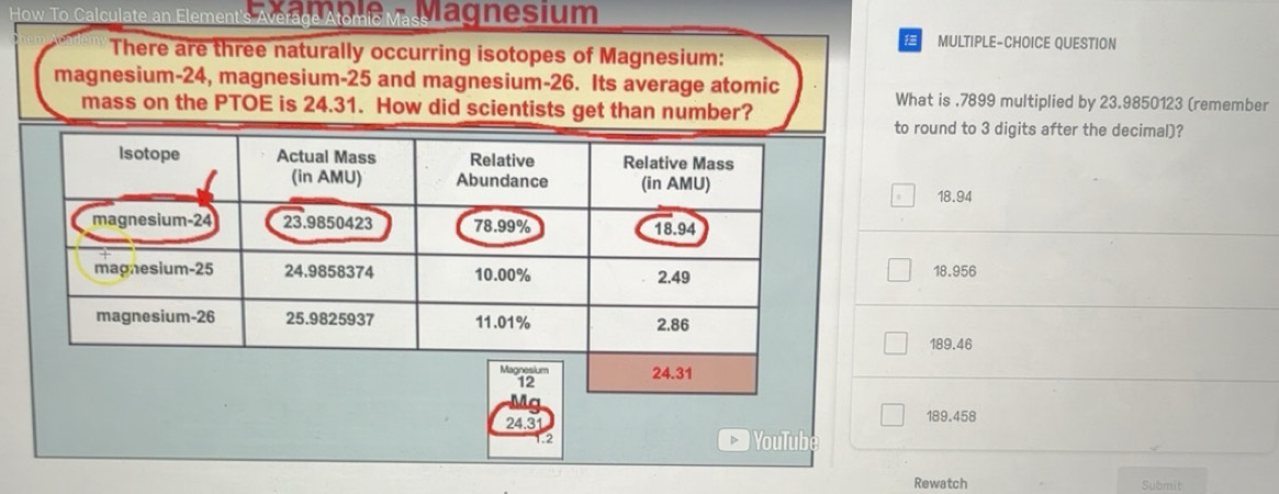 Solved: How To Calculate an Element' *s Average Atomic Mass agnesium ...