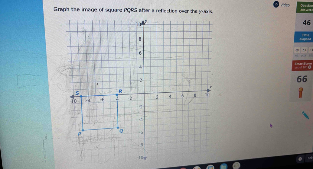 Solved: Video Questio Graph the image of square PQRS after a reflection ...