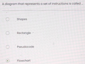 Solved: A diagram that represents a set of instructions is called ...