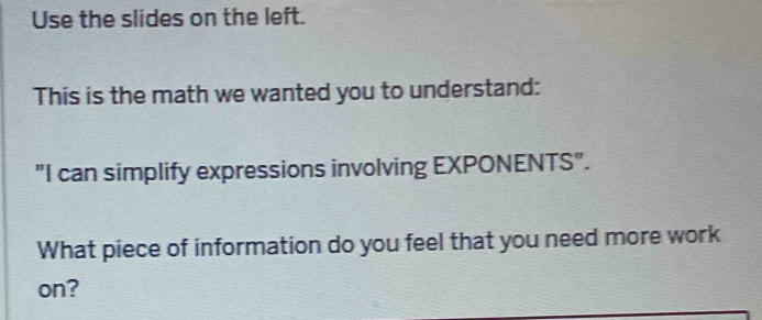 Solved: Use the slides on the left. This is the math we wanted you to ...