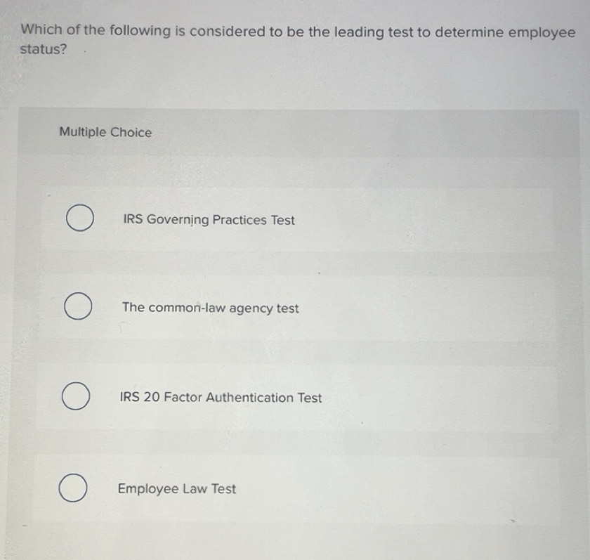 Solved: Which of the following is considered to be the leading test to ...
