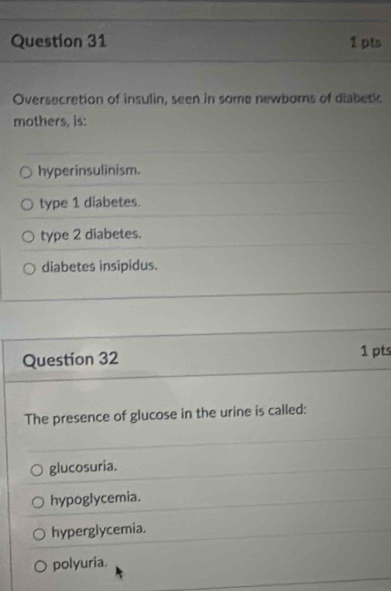 Solved: Oversecretion of insulin, seen in some newborns of diabetic ...