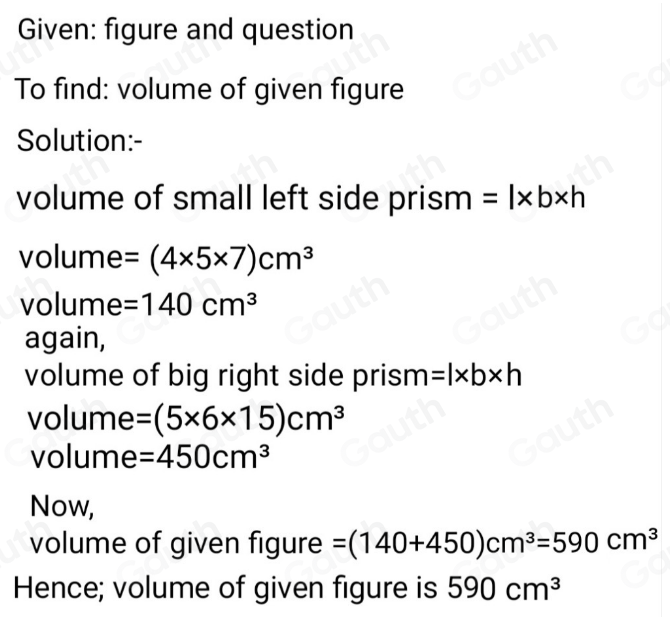 Solved: The cross-section of the prism below is a compound shape formed ...