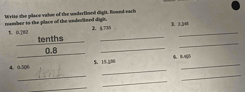 Solved: Write the place value of the underlined digit. Round each ...