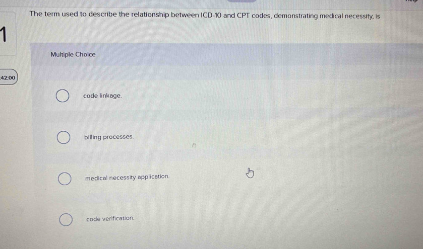 Solved: The term used to describe the relationship between ICD- 10 and CPT codes, demonstrating ...