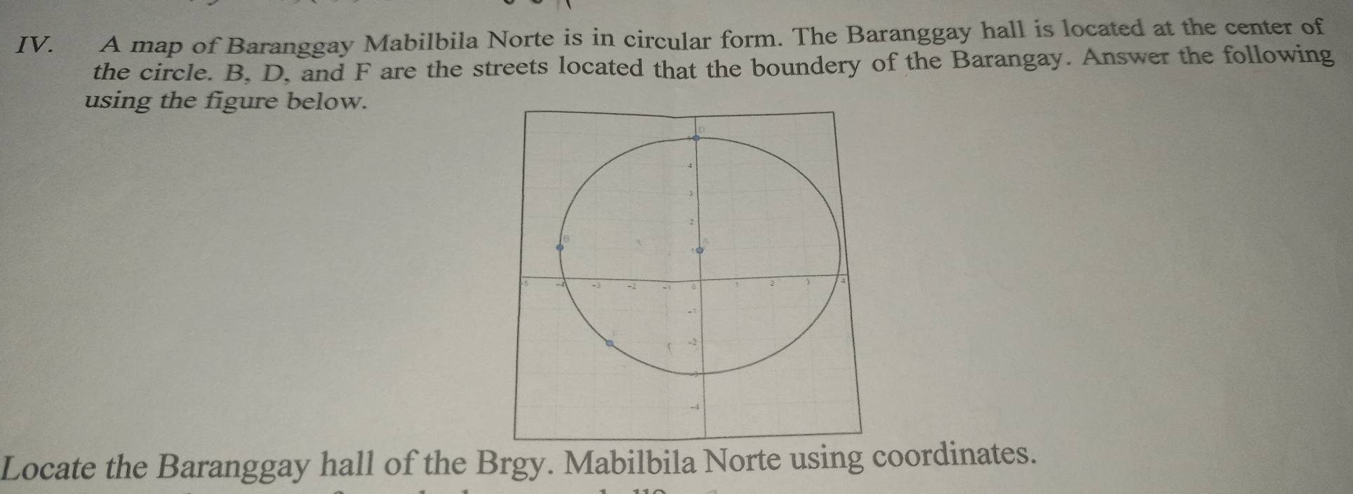 Solved: A map of Baranggay Mabilbila Norte is in circular form. The ...