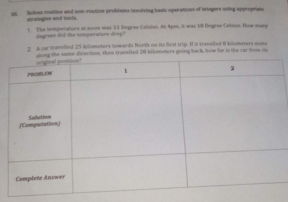 Solved: Solves routine and non-routine problems involving basic operations of integers using ...