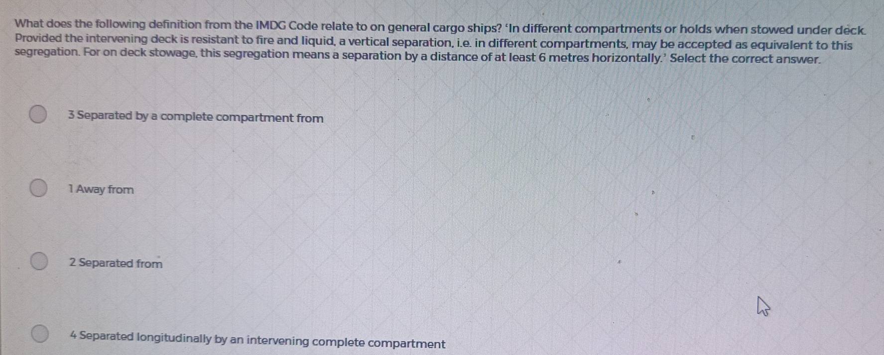 Gelöst:What does the following definition from the IMDG Code relate to ...