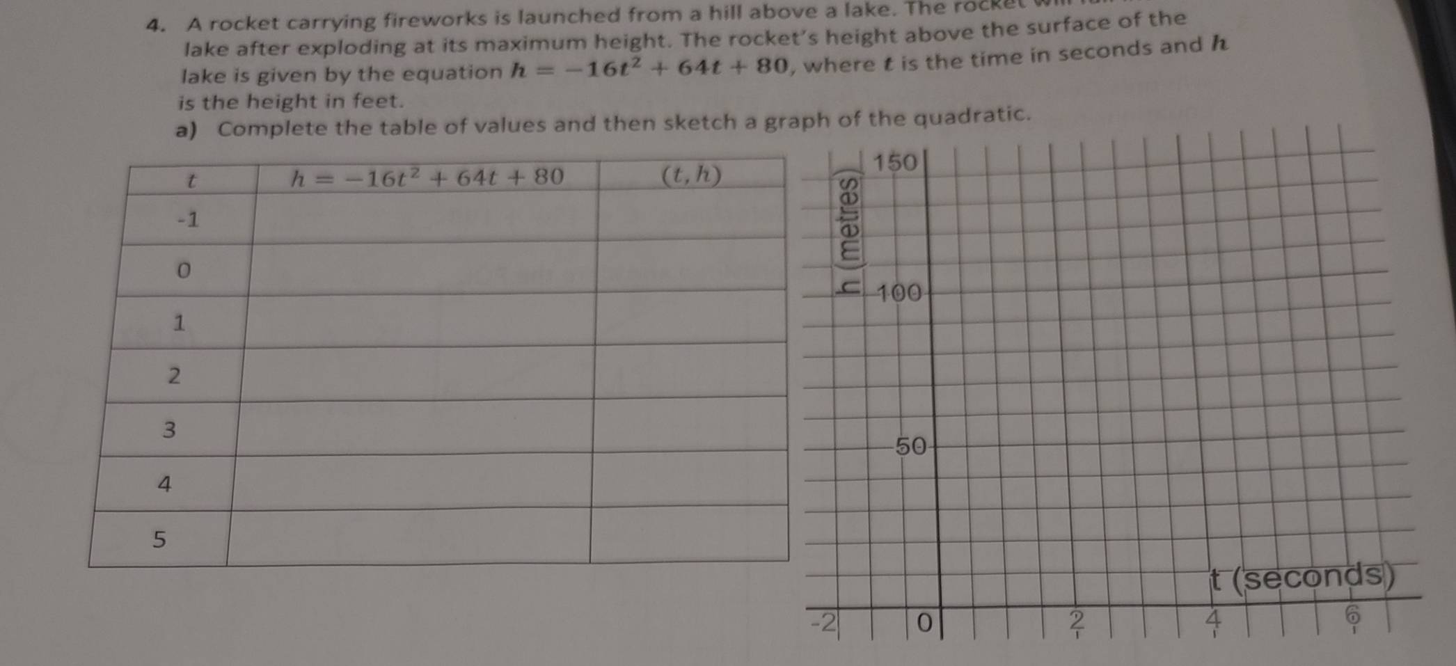 Gelöst:A rocket carrying fireworks is launched from a hill above a lake ...