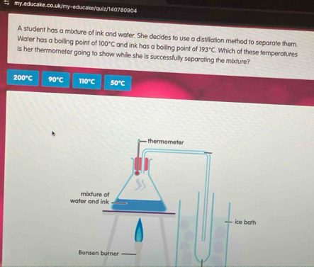 Solved: A student has a mixture of ink and water. She decides to use a ...
