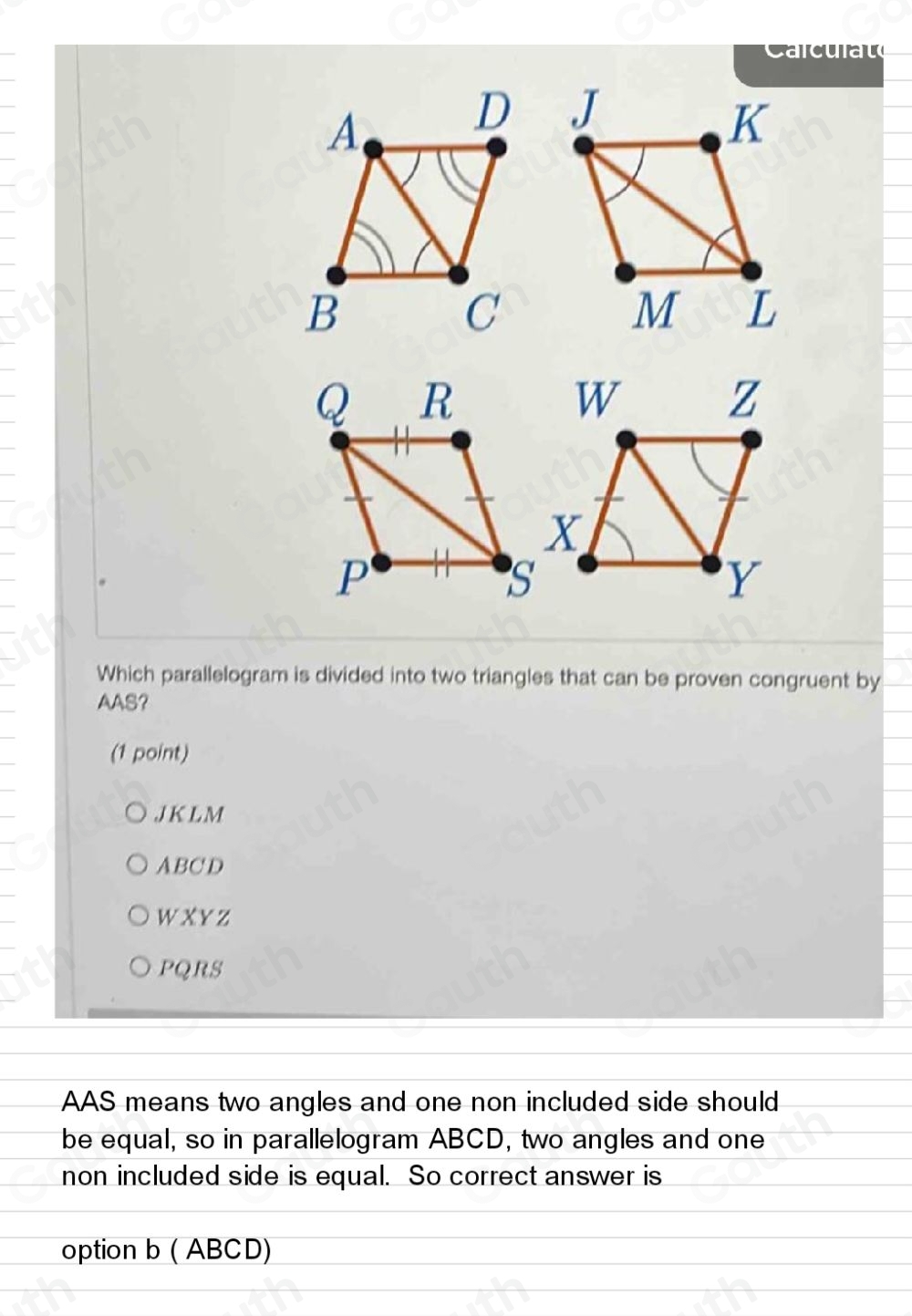 Solved: Triangle Congruence Unit Test Use the image to answer the ...