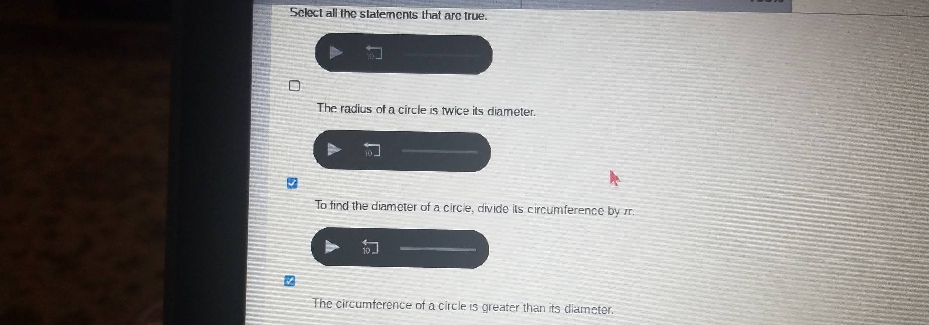 Solved: Select all the statements that are true. The radius of a circle ...