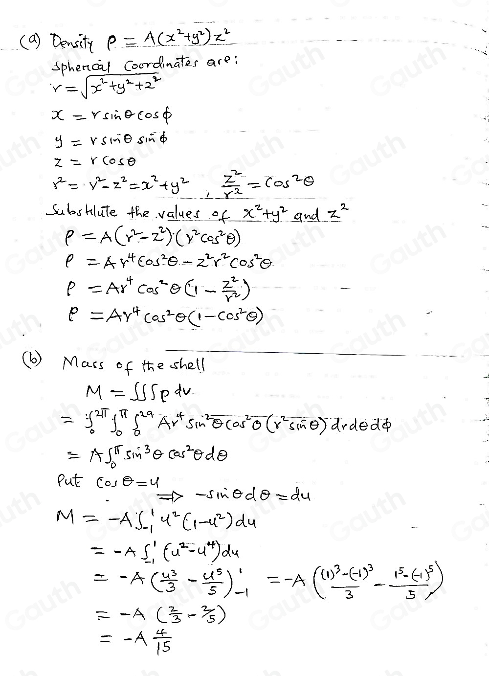 Solved: A thick spherical shell occupies the region between two spheres ...